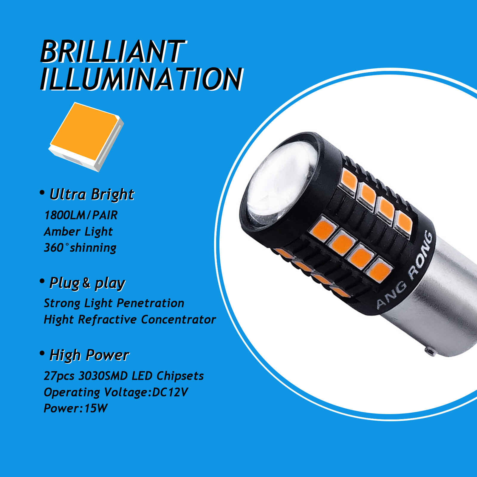 2x PY-21W BAU15s Amber Orange 15W Birnen Indikator Blinker Signallicht ...