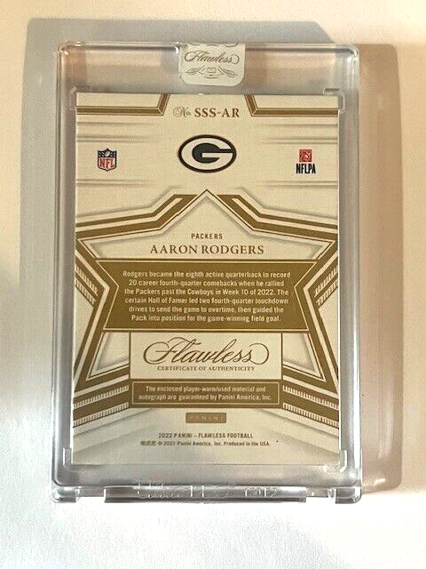 2023 Flawless Aaron Rodgers Star Swatch Patch Auto /20 #SSS-AR Packers ...
