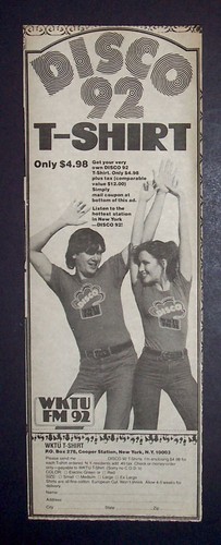 WKTU 92 FM New York Radio Station Discon 92 T-Shirt 1978 Poster Type Ad ...