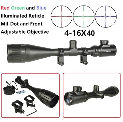 Adjustable Objective Lens 4-16x40 Red Green Blue Mil Dot Scope With ...