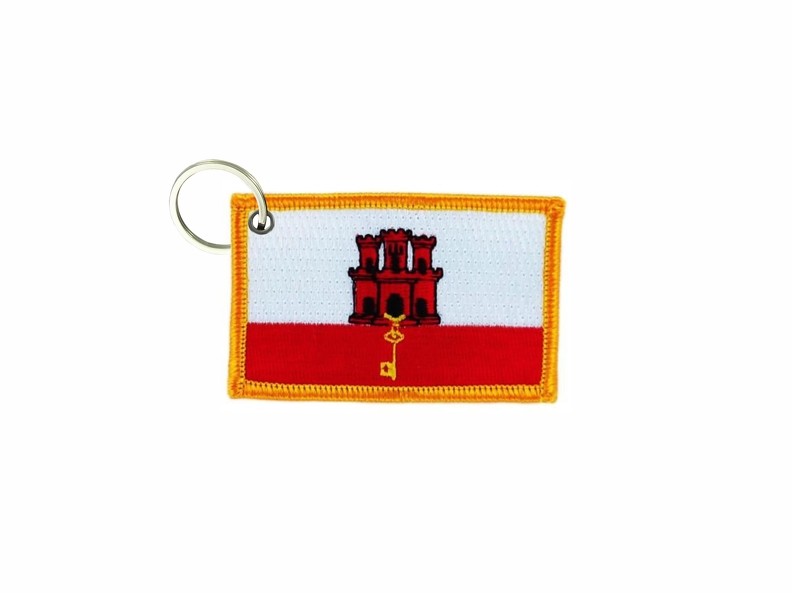 Keychain keyring embroidered embroidery patch double sided flag gibraltar | eBay