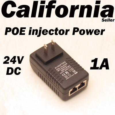 POE Injector 24V 1A Wall Plug Ethernet Adapter IP Phone Camera Power ...