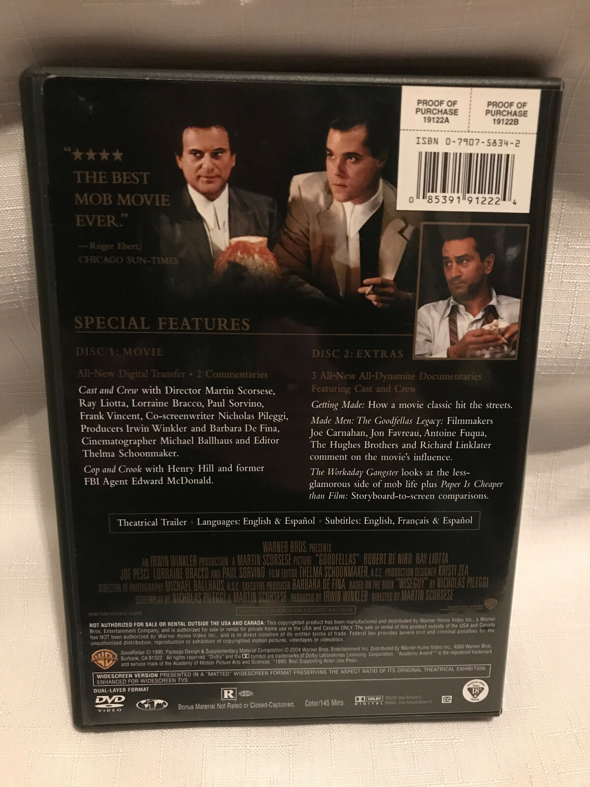 Goodfellas Special Edition DVD 2-Disc Set, Martin Scorsese, Ray Liotta ...