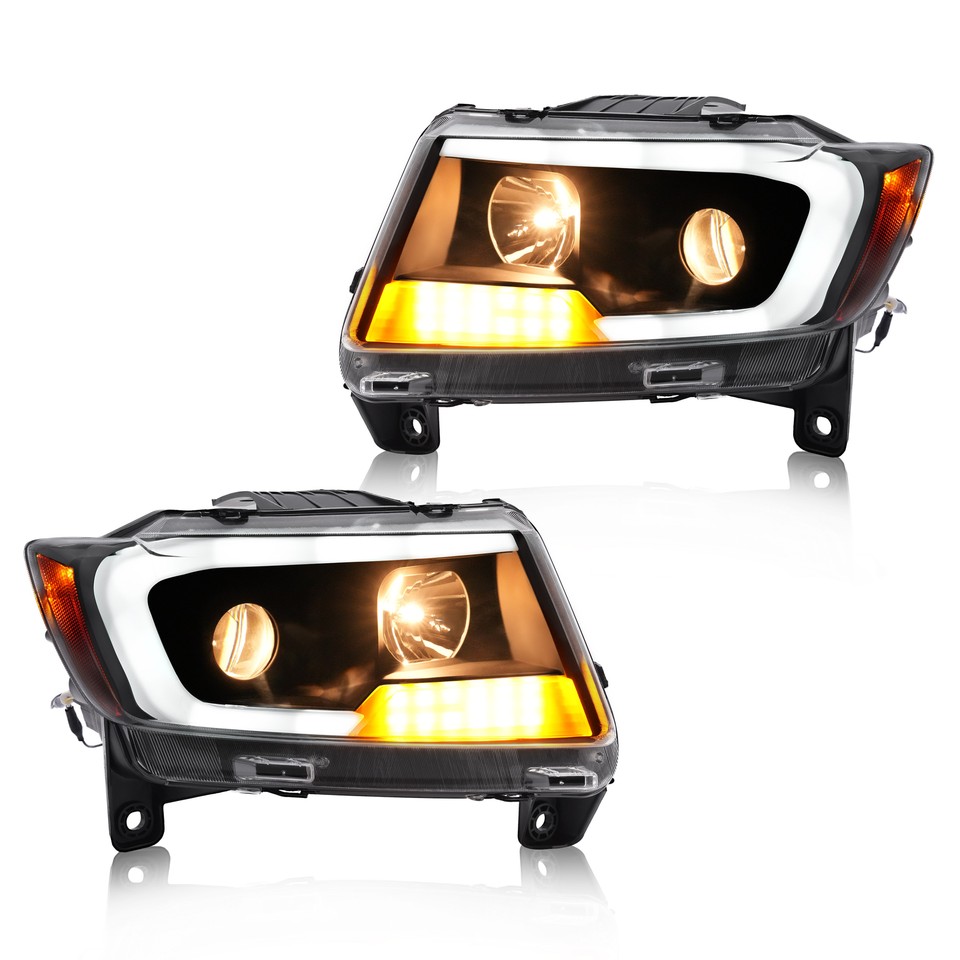For Jeep Grand Cherokee 2011 2012 2013 LED DRL Projector Headlights # ...