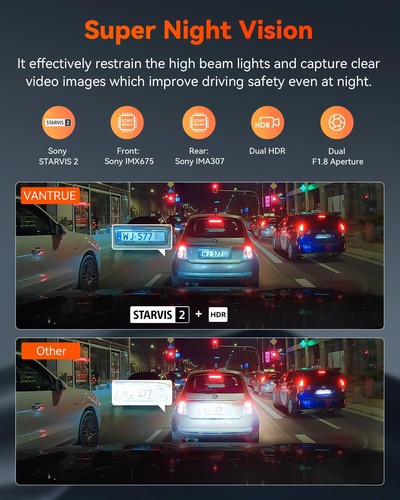 Vantrue S1 Pro 2.7K Dual Dash Cam Front and Rear, 5G WiFi 60FPS Hidden Dash C... | eBay