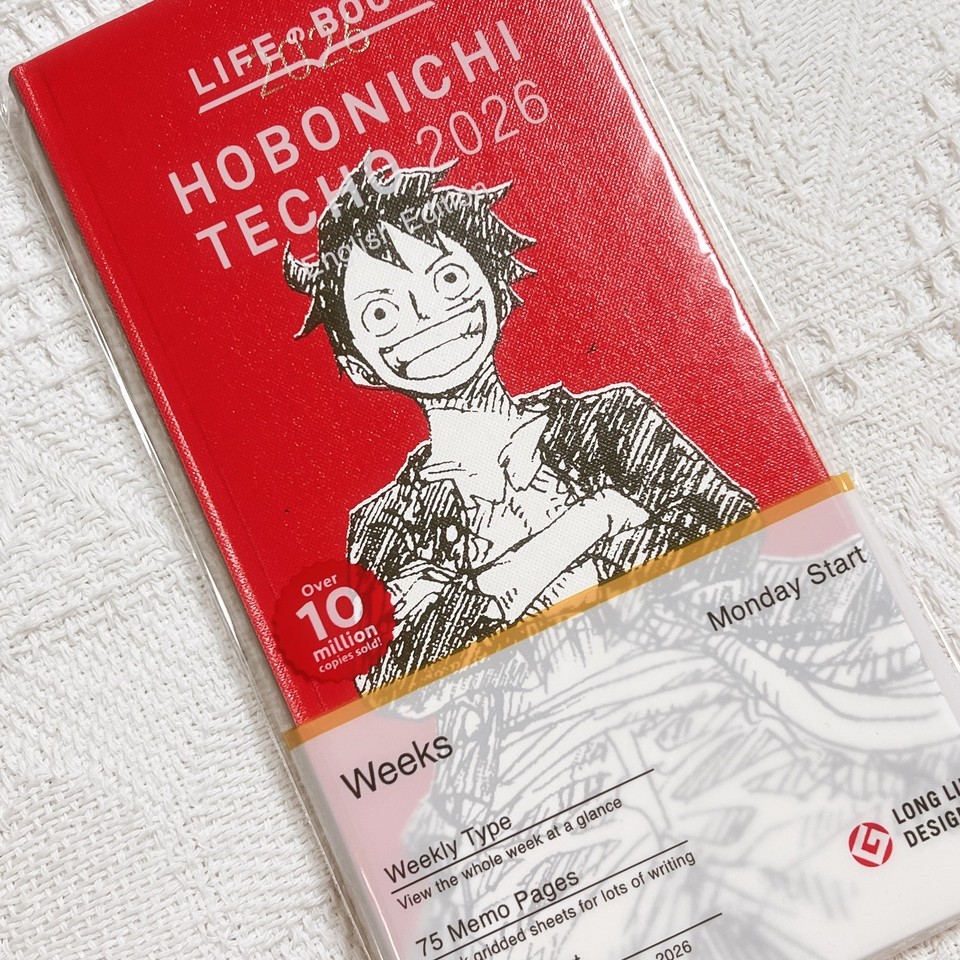Hobonichi Techo Weeks 2026 January Start English ONE PIECE Luffy RED ...