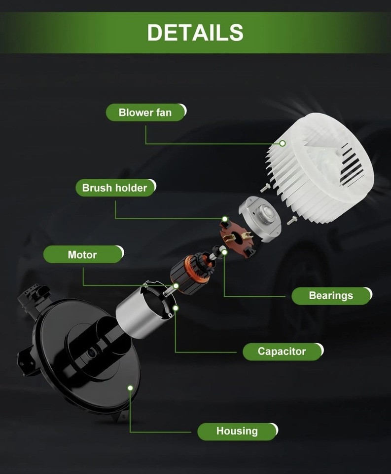 SCITOO HVAC Heater Blower Motor with Fan Cage Rear 700297 for Honda for ...