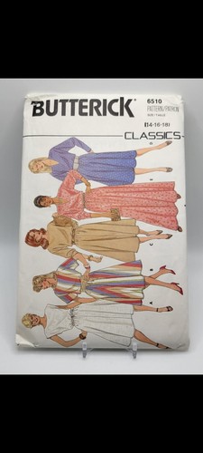 80's Butterick Classics Dress Pattern #6510 Multi-Sized 14-16-18 ...