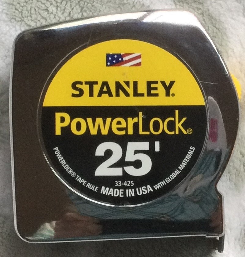 Stanley PowerLock Tape Measure 1 in. W x 25 ft. L Metal Lockable W/ USA ...