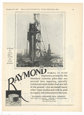 1926 Raymond Concrete Pile Co. Ad: A Form for Every Pile - For Every ...