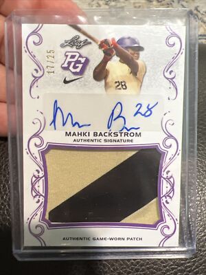 MAHKI BACKSTROM 2018 Leaf Perfect Game National Showcase PATCH AUTO /25 ...