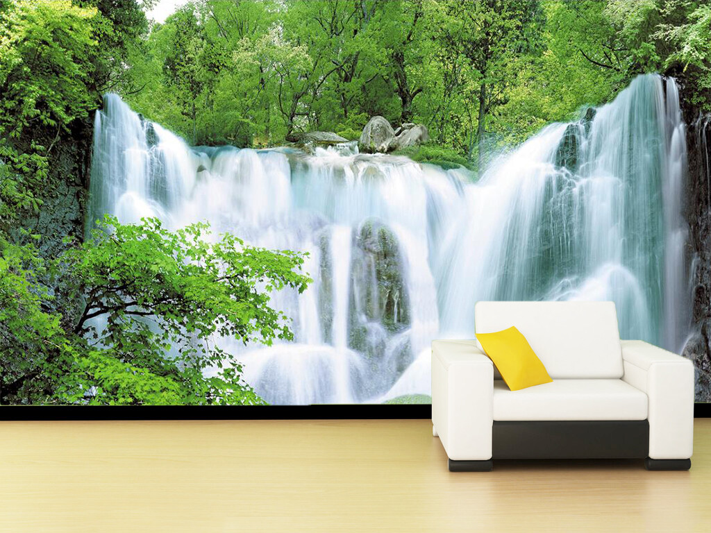 3D Waterfall Forest ZHUA1947 Wallpaper Wall Murals Removable Self ...