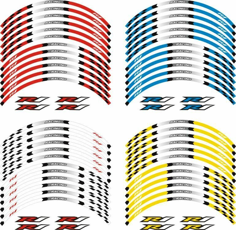 17" Rim Stripes Wheel Decals Tape Stickers For YAMAHA YZF R1 1998-2021 ...