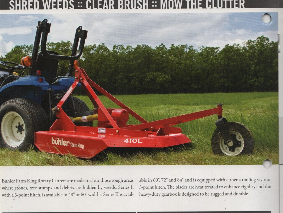 BUHLER FARM KING COMPACT IMPLEMENTS 12-50 HP TRACTORS SHRED MOW LOADER ...