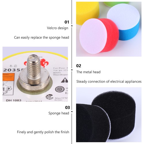 1 Set of 16Pcs 2 inch Car Hub Polishing Sponge Pads Buffing Pads Car ...