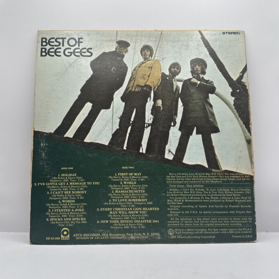 Best Of Bee Gees by Bee Gees Vinyl LP Record ATCO SD 33-292 | eBay