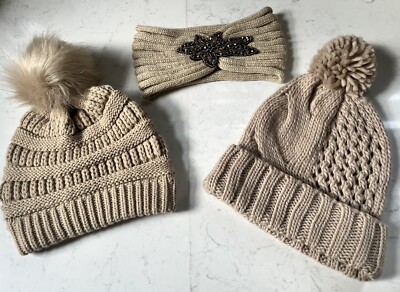 Theory Taupe Wool Blend Winter Beanie Hats - Mother & Daughters Photo ...