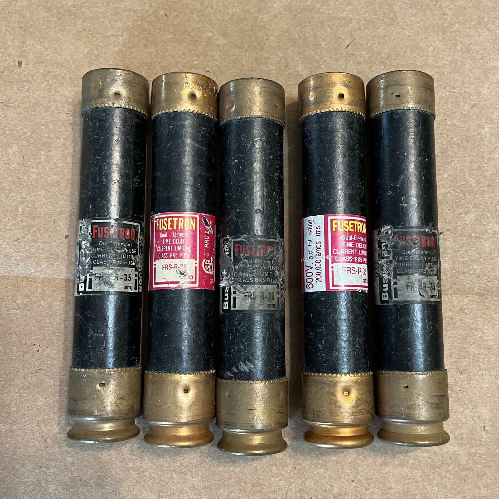 (LOT OF 5) Bussmann FRS-R-35 Fusetron Fuse Class RK5 Fuse 35A *Tested ...