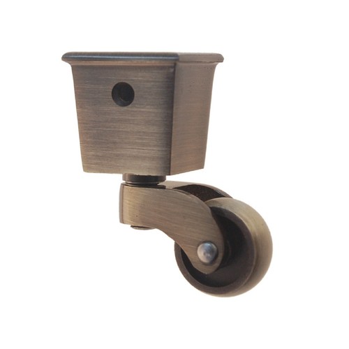 1" Cast Brass Square Cup Caster Antiqued Finish Antique Vintage Caster ...
