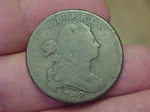 SCARCE 1798 DRAPED BUST LARGE CENT PENNY S-186 DIE BREAK FULL RIM DATE ...