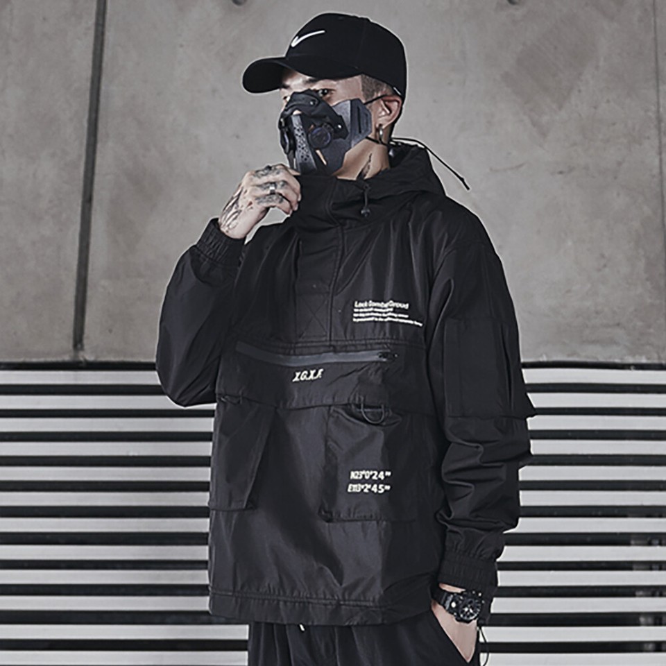 Niepce Techwear Jacket Men Streetwear Black Hooded Waterproof ...