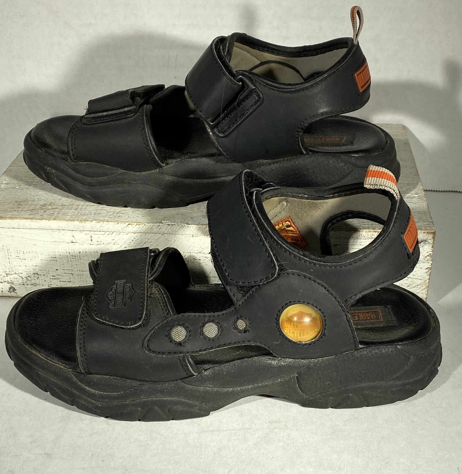 HARLEY DAVIDSON Women’s Sandals Black Leather Open To… - Gem