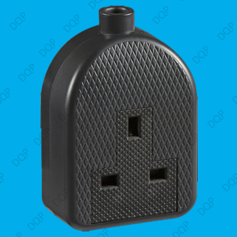 13A Black High Impact Rubber UK 3 Pin Mains Extension Trailing 1 Way ...