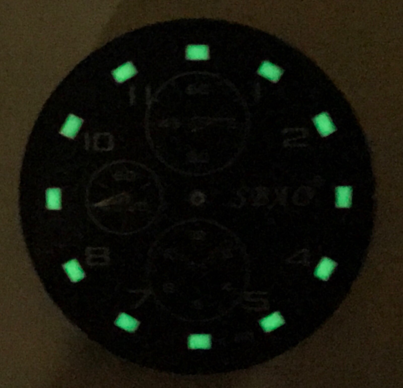 Watch Green LUME Dial Hour Markers 12 Indices Indexes Numerals Bars ...