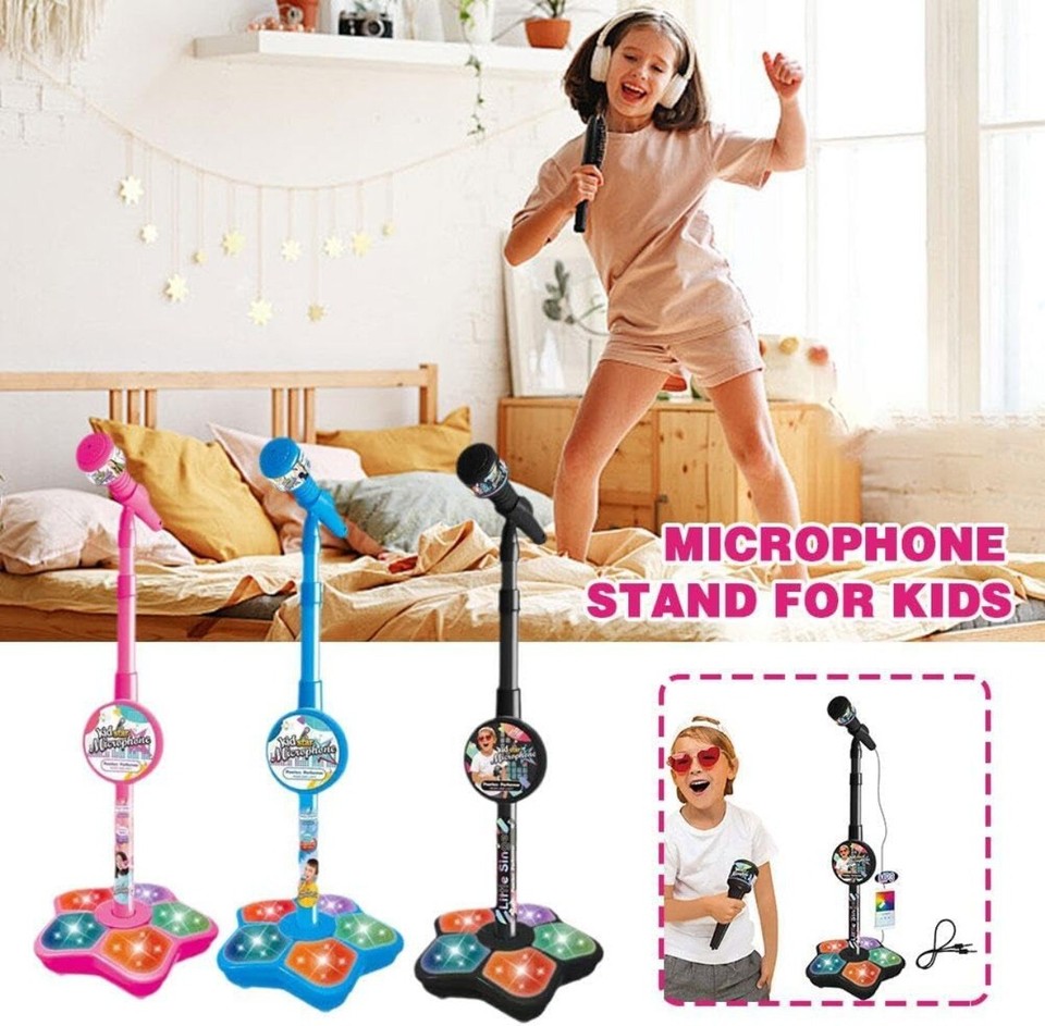 Kids Karaoke Musical Microphone Toy With Adjustable Stand & Colorful ...
