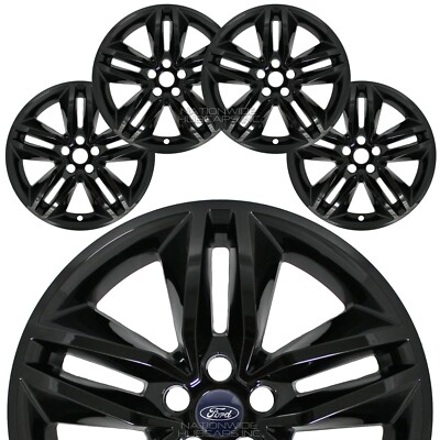 4 Black 2015-2018 Ford Edge SEL 18" Wheel Skins Hub Caps Rim Covers ...