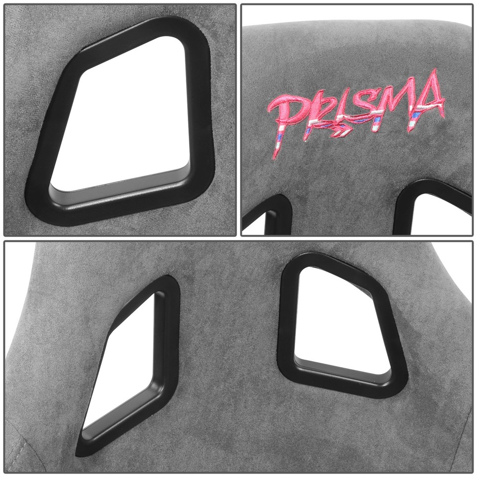 NRG Innovations Prisma Gun Metal Alcantara FRP Fixed Back Bucket Racing ...