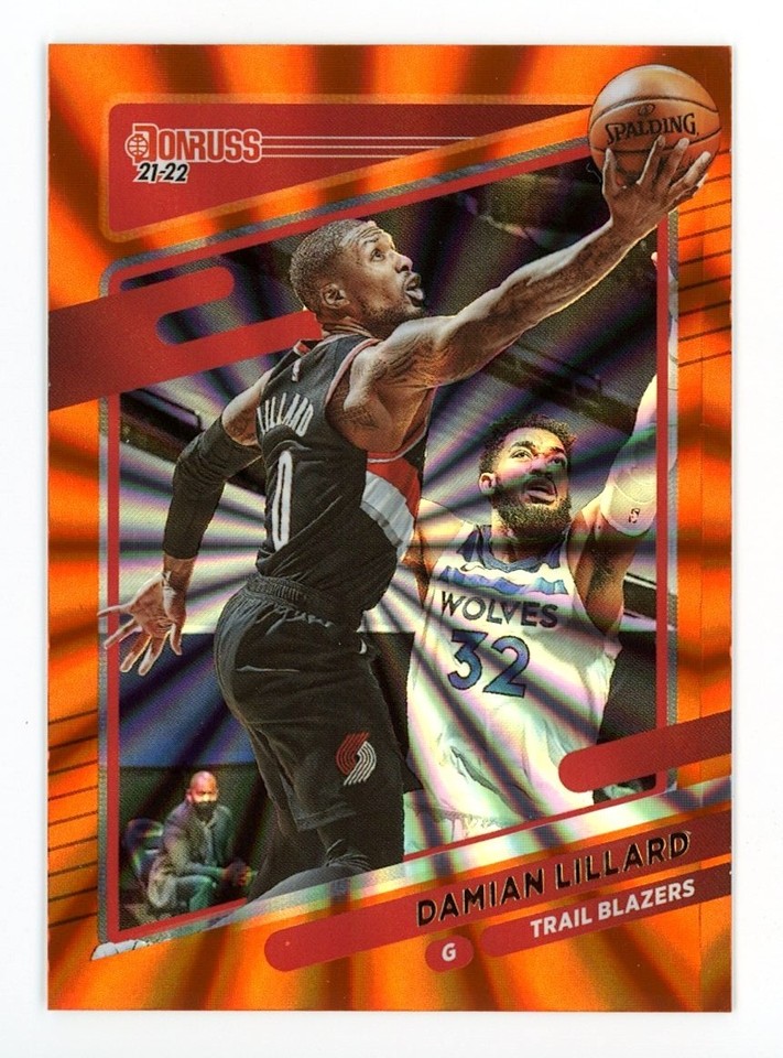 2021-22 Panini Donruss Damian Lillard Orange Laser #96 SP Parallel ...