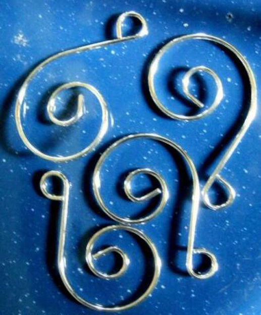 100pcs Silver Plated Swirl Scroll Wire Christmas Tree Ornament Hook ...
