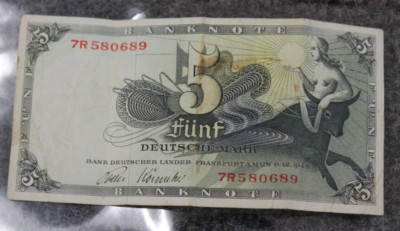 Banknote 5 Funf Deutsche Mark 1948 (Folded) | eBay