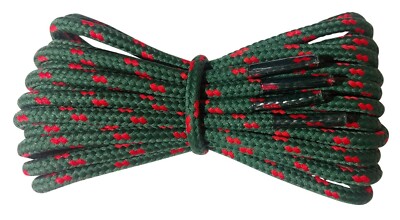 Boot Laces - Green with Red flecks - 4 mm round - for walking and ...