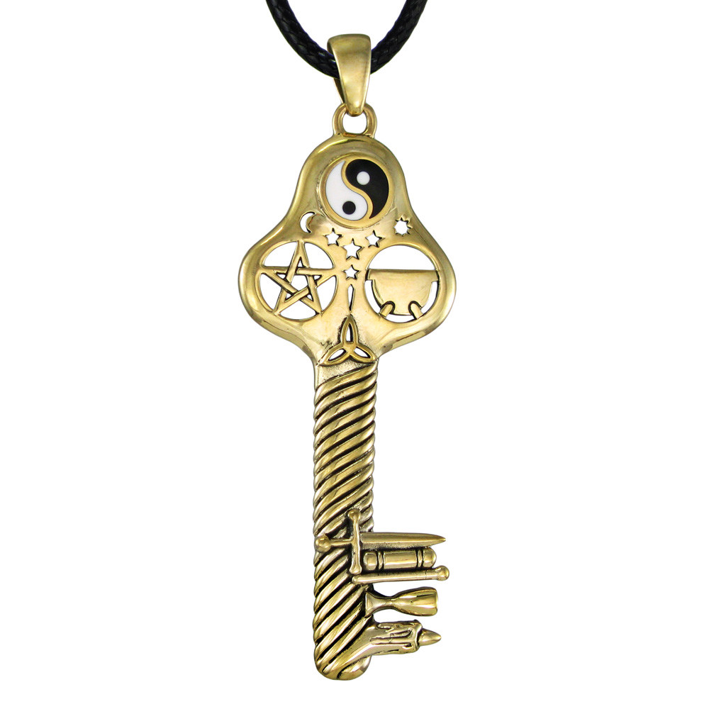 Bronze Witch Key Pendant Wicca Wiccan Witchcraft chalice cauldron ...