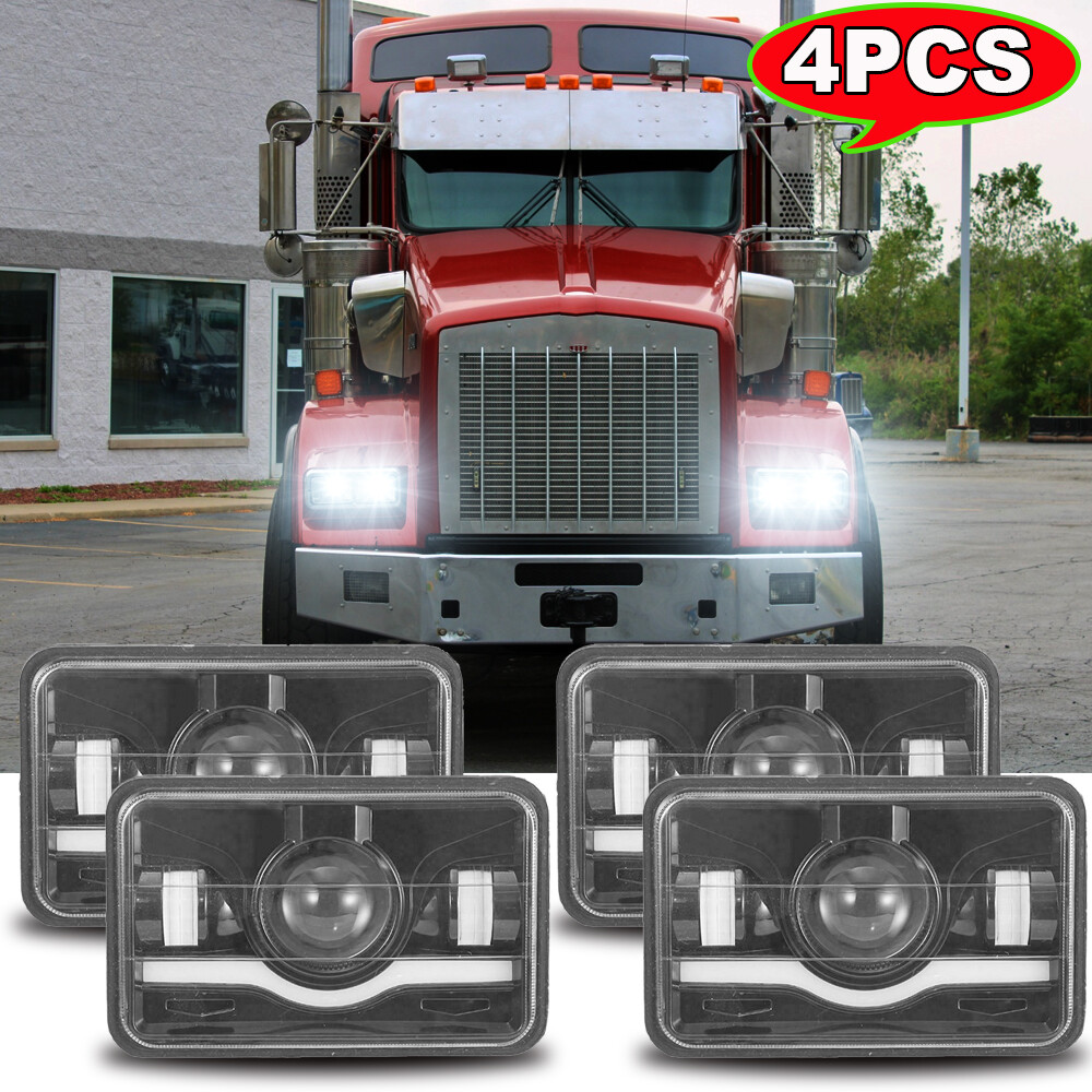 4PCS For Kenworth T400 T800 W900B Classic 120 HK 4"x6" LED Headlights ...