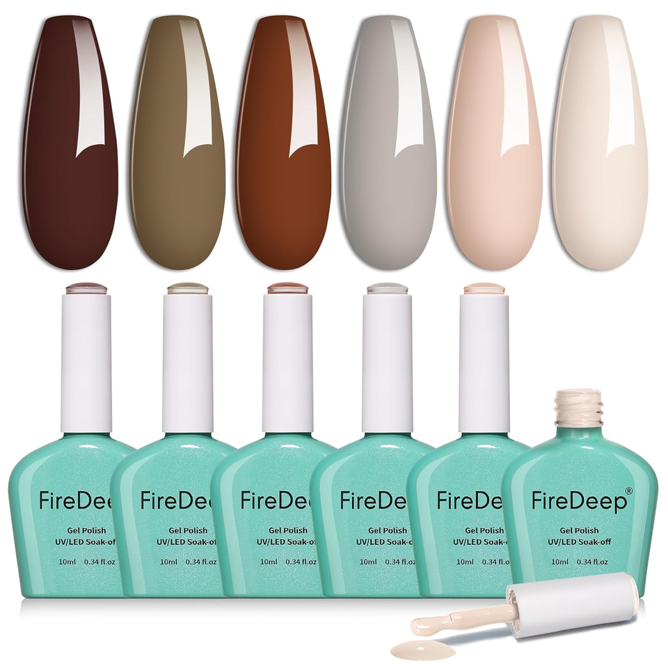 10Ml Hema Free Fall Gel Nail Polish Set 6 Colors Beige Brown Taupe Gel ...