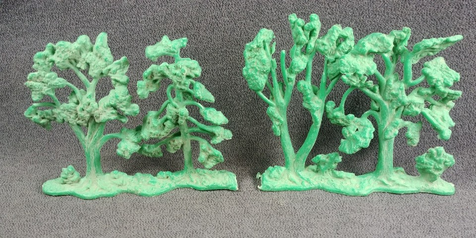 7 1960s Marx Playset Tree Row Background Plastic Toy Accessory Vintage ...