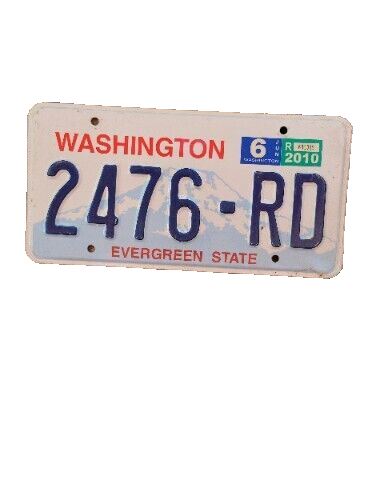License Plate Washington State Evergreen State Mt Rainier June 2010 ...