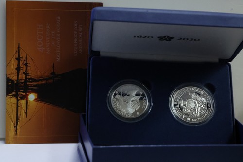 Mayflower 400th Anniversary Boxed Silver 2 Coin Set + Silver Proof ...