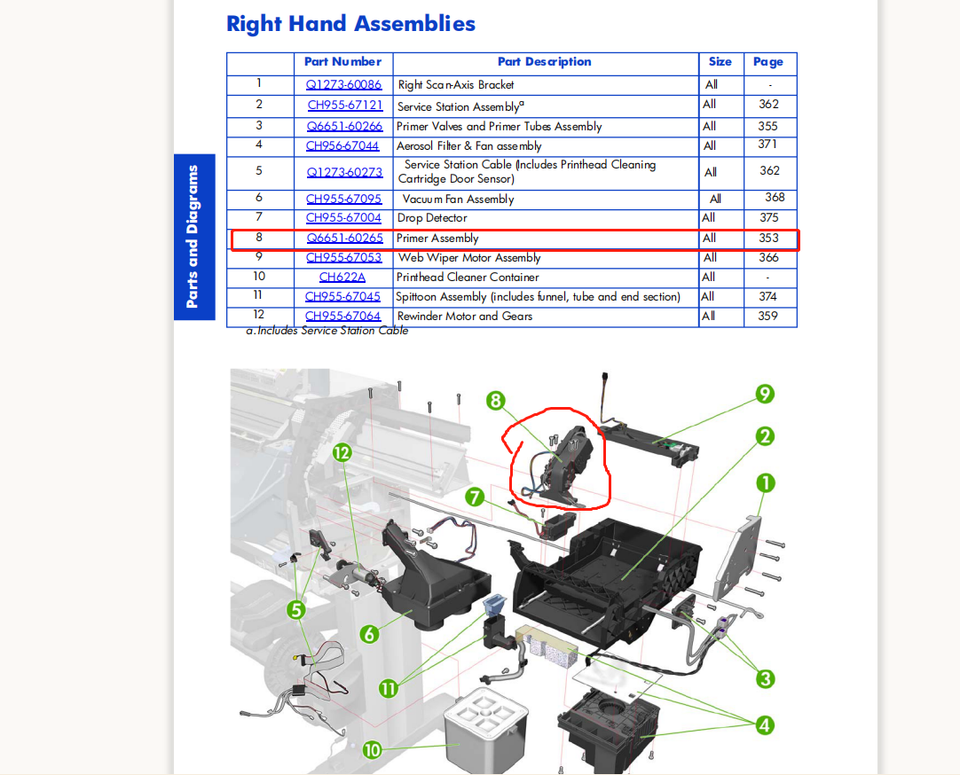 Q6651-60265 Primer Ass'y Fit to HP Designjet Z6200 Z6100 T7100 T7200 ...