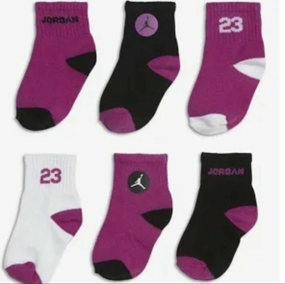 NWT Nike Baby 6 Pack Jordan Jumpman 23 Print Socks- Size 12-24 Months ...