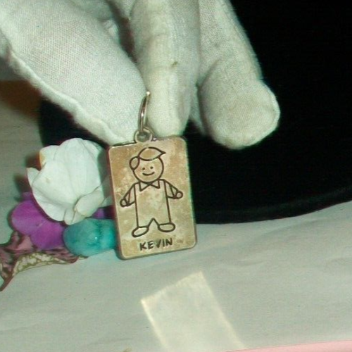 Vintage Sterling Silver Dog Tag KEVIN Necklace Pendant Large 1" Charm ...