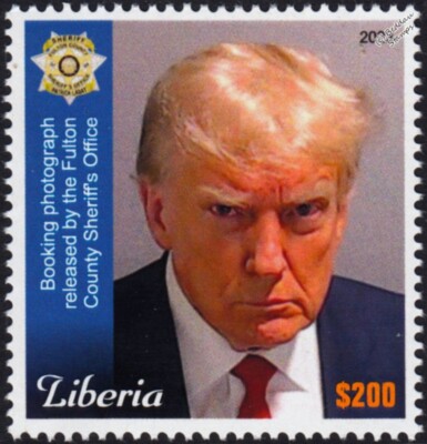US President DONALD TRUMP Fulton Atlanta MUG SHOT Jail Stamp (2023 ...