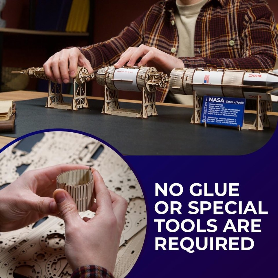 NASA Saturn V Model Rocket Kit - Space Ship Model Kits for Adults - 3D ...