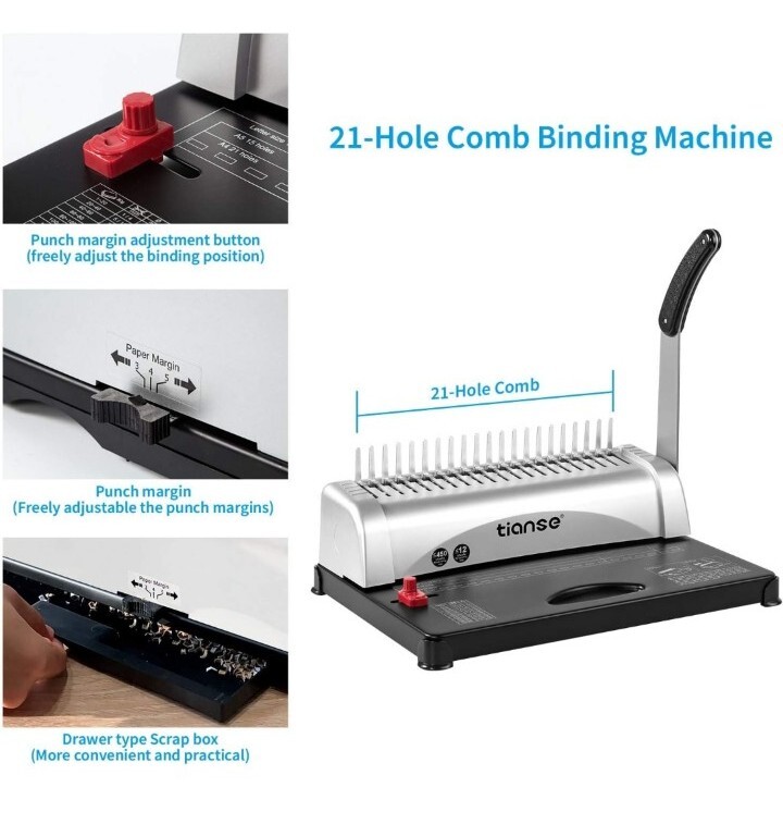 Tianse Binding Machine, Manual TIANSE 21-Hole Binding Machine + 100 ...