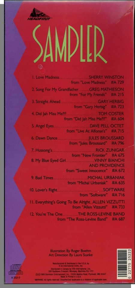 Headfirst Jazz Sampler - New 1989 Long Box CD-Gary Herbig, Tom Coster, Dave Pell | eBay