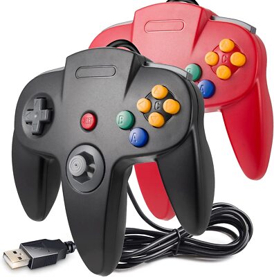 2X Wired N64 USB Controller Gamepad For Nintendo 64 PC MAC Raspberry Pi ...