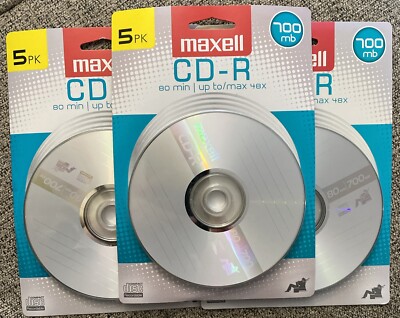 MAXELL CD-R 48X 700 MB 80 Min Blank CD 5 PACK Lot Of 3 | eBay